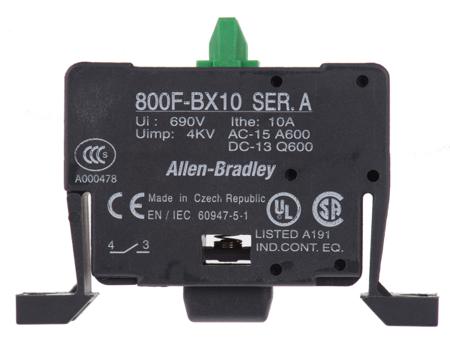 Allen Bradley 800F Contact Block 1NO Screw Terminal | 800F-BX10 ...